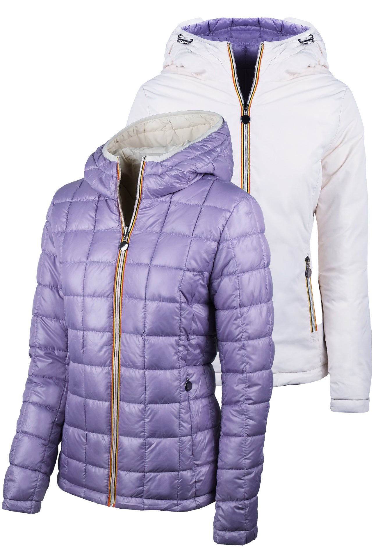 Giubbotto Donna Double Face piumino e tessuto tecnico - VIOLA/ PANNA ...